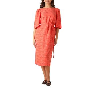 Object Oranges Midi-Kleid mit 3/4 &Auml;rmeln - - Dresses - Damen - Orange - S
