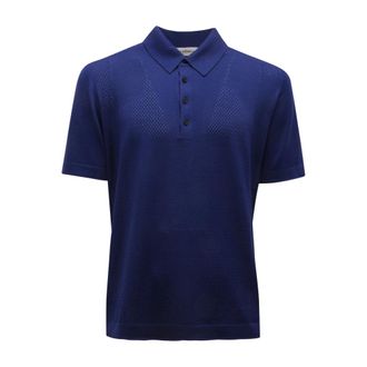 Goes Botanical Perforiertes Merino-Poloshirt - - Tops - Herren - Blau - L