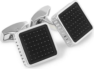 Tateossian boutons de manchette Diamond Giza Ice &agrave; design carr&eacute; - Noir