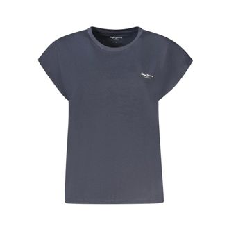Pepe Jeans London Femme, Tops, Bleu, Taille: 40 FR T-shirt en Coton Bleu Chic avec Col Rond