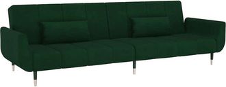 vidaXL Schlafsofa 2-Sitzer mit 2 Kissen Dunkelgr&uuml;n Samt vidaXL