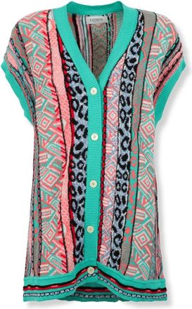 Laneus Femme, Pulls, Multicolore, Taille: 36 FR Cardigan Jacquard Multifilo