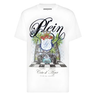 Philipp Plein Homme, Tops, Blanc, Taille: 4XL T-Shirt Col Rond