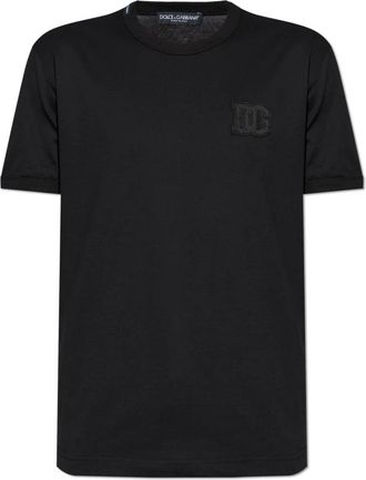 Dolce & Gabbana Homme, Tops, Noir, Taille: S Logo T-shirt