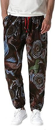 Generic Pantalon Lin Femme Ample Fluide D&eacute;contract&eacute; Pants Linen Lightweight Daily Man Vetement Femme Ete Baggy Leger Pantalon Yoga (Black M)