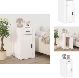 vidaXL Armoire de bureau Blanc brillant 40x49x75 cm Bois dingénierie - Meuble De Bureau - Armoire De Bureau - Rangement Bureau - Meuble Rangement - Commode