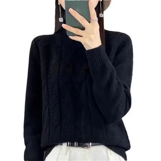 Generic Pull à col roulé et manches longues épais et chaud pour femme, Noir, XXL