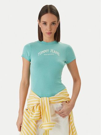 Tommy Jeans T-Shirt DW0DW22302 Gr&uuml;n Slim Fit