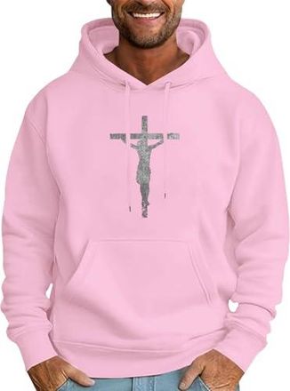 Generic Pull &agrave; capuche pour homme, sweat-shirt classique &agrave; imprim&eacute; crois&eacute; avec cordon de serrage, manches longues, v&ecirc;tements de loisirs, streetwear, extensibl