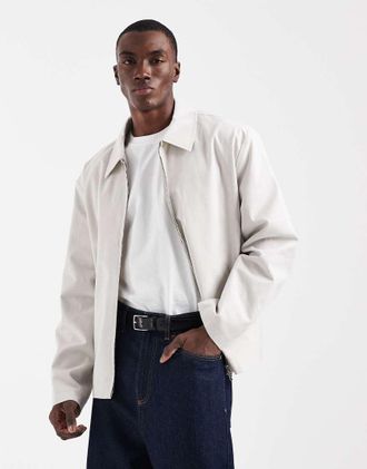 Asos Oversize-Harrington-Jacke in Stone-Neutral