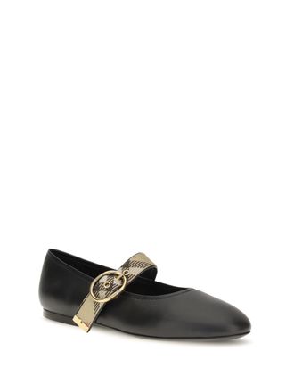 Burberry Womens Ballerina Flats Robin Leather Black Calf Shoes