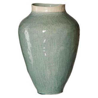 Ritzenhoff & Breker Lucca Vase, 41 cm, Moos Handgefertigtes Unikat aus Steingut, Inspiriert von antiken Amphoren, mit moderner Reaktivglasur und Boho-Charme