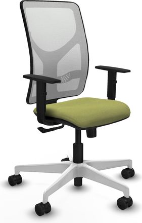 Piqueras y Crespo Gr&uuml;ner Drehstuhl mit 1D-Armlehnen, h&ouml;henverstellbare Lendenwirbelst&uuml;tze, ausgestattet mit 3 Positionen und Schneideschaum, mit 65 mm Nylon-Rollen, Wei