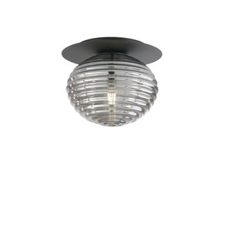 Luce-Ambiente-Design Ripple Ceiling Light in Black Metal with Glass Diffuser 35 Cm