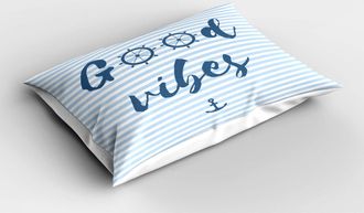 Abakuhaus Good Vibes Kissenbezug, Nautische Maritime, Dekorativer Standard King Size Gedruckter Kissenbezug, 80 x 40 cm, Nachtblau Babyblau