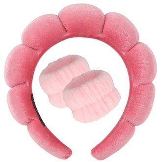 Dreshow Bandeau Spa pour le Lavage du Visage Set de Poignets &eacute;ponge doux en Tissu &eacute;ponge pour le Maquillage et Les Soins de la Peau Bandeau Antid&eacute;rapant pour 