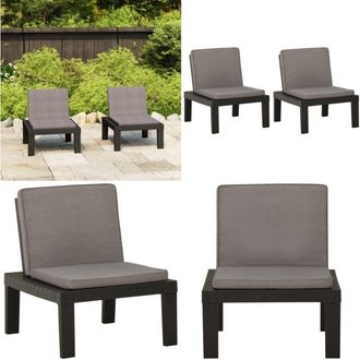vidaXL Vidaxl - Gartenstühle mit Auflagen 2 Stk. Kunststoff Grau - Gartensessel - Gartenmöbel - Loungesessel - Kunststoffe Sessel - Outdoor Möbel - Home &