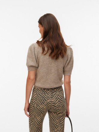Vero Moda Strickpullover VMGENIUS 2/4 O-NECK SHORT PULLOVER BOO mit zarten Strickdetails