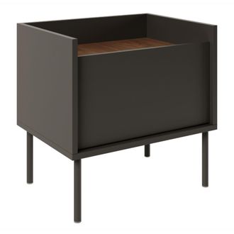 Selsey Nachttisch Schwarz - 50 cm Nachtschrank mit T&uuml;r in Lindberg-Eiche - Moderner Nachttisch mit Metallf&uuml;&szlig;en - Robuste Laminierte Spanplatte, ABS-Kanten, E