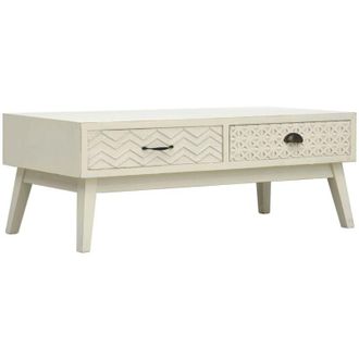 vidaXL Couchtisch mit 2 Schubladen Schnitzerei Grau 110x50x40 cm Holz - Vidaxl