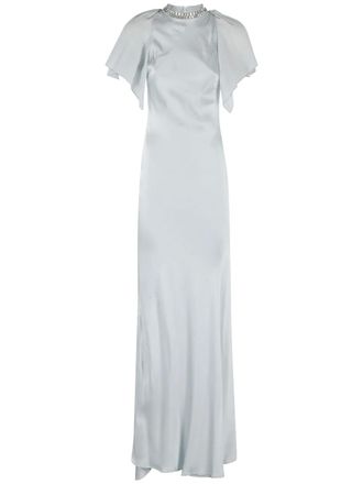 Amen robe en satin à coupe longue - Bleu