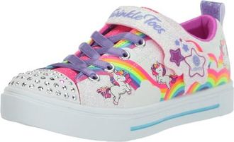 Skechers Fille Twinkle Sparks Jumpin Clouds Sneakers, White Synthetic Multi Trim, 34 EU
