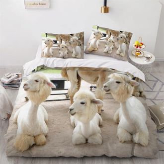 Generic Bettw&auml;sche 135x200 Alpaka Bettw&auml;sche Sets Bauernhoftiere Bettenset 3D Druck Weich Microfaser Kinderbettw&auml;sche mit Rei&szlig;veschluss und 2 Kissenbezug f&uuml;r 