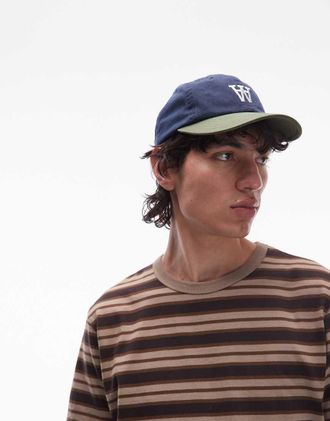 Wood Wood Double A By Wood Wood - Kappe in Marineblau mit AA-Logo und Schirm in Kontrastfarbe