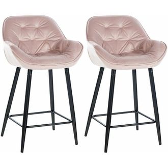 Clp Ensemble de 2 tabourets de bar Gibson en velours avec 76 cm de hauteur de place rose