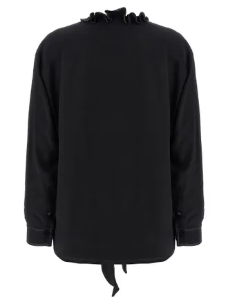 Victoria Beckham Ruffled Silk Blouse - Black