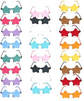 Holibanna Lunettes de Soleil sans Monture D&eacute;toile, 24 Pi&egrave;ces Multicolores, L&eacute;g&egrave;res et Festives, Protection Uv, pour F&ecirc;tes, Piscine, Plage et Anniversaires