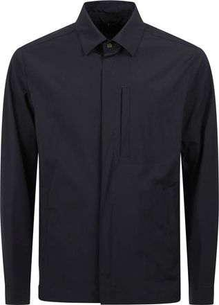 Herno Homme, Chemises, Bleu, Taille: L Veste chemise en coton avec fermeture cach&eacute;e