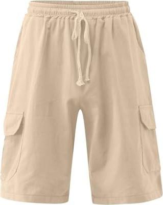 Generic 2026 Pantalon cargo pour homme Short de jogging tendance d&eacute;contract&eacute; avec cordon de serrage pour homme, kaki, XXL