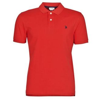 U.S.Polo Association Mens Solid Polo With Small Pony, Engine Red/Black, Large