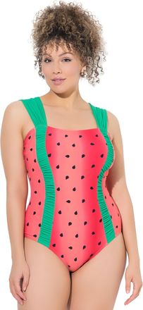 Ulla Popken Damen große Größen Übergrößen Plus Size Badeanzug, Melone, Softcups, breite Träger Koralle 56 837161506-56