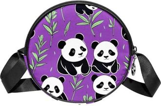 Generic Sac &agrave; bandouli&egrave;re rond pour femme, petit panda mignon, sac &agrave; bandouli&egrave;re avec fermeture &eacute;clair, bretelles r&eacute;glables, sac &agrave; main rond d&eacute;contract&eacute; pour 