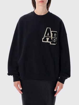 Anine Bing Sweat &agrave; col rond en coton avec patch logo style coll&egrave;ge