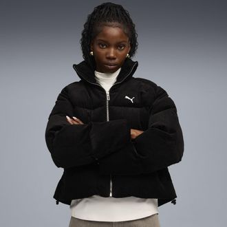 Puma Wardrobe Essentials Cord-Pufferjacke Damen, Kleidung, Schwarz, XL