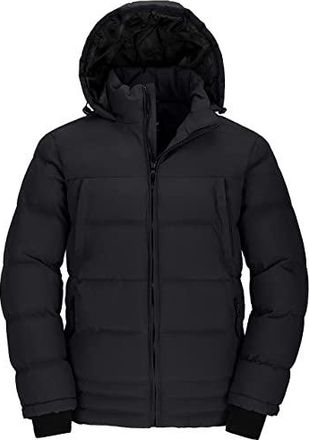 Wantdo Homme Manteau Polaire Chaud dhiver Veste de Rembourrage en Coton Epais Manteau Coupe-Vent dExtérieur Veste à Capuche en Fausse Fourrure Puffer Blouson