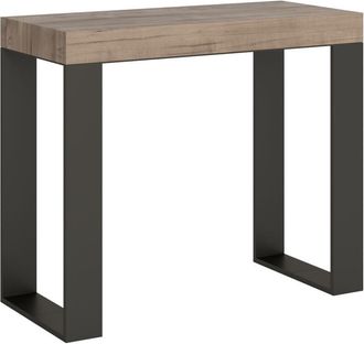 Itamoby Ausziehbare Konsole 90x40/300 cm Tecno Quercia Natura Anthrazitrahmen