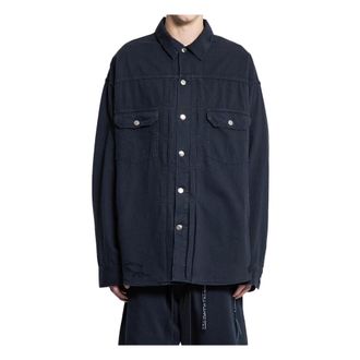 MASTERMIND WORLD Homme, Vestes, Noir, Taille: L Veste en jean avec logo brod&eacute;