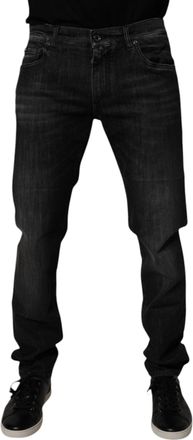 Dolce & Gabbana Dark Gray Washed Cotton Skinny Men Denim Jeans Elastane Clothing