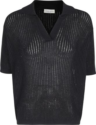 Roberto Collina Femme, Tops, Noir, Taille: 38 FR Polo Traforata