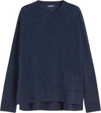 Max Mara Femme, Sweatshirts et sweats &agrave; capuche, Bleu, Taille: 40 FR Jersey de fil lin
