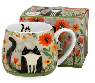 Duo Katzenwelt Kollektion Tasse 430 ml aus New Bone China Porzellan in Geschenkbox, Kaffe-Tasse, Kaffebecher, Teetasse (Wiese)
