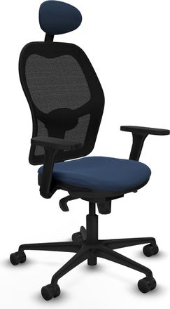 Piqueras y Crespo B&uuml;rostuhl mit 3D-Armen, h&ouml;henverstellbarer Lendenwirbelst&uuml;tze und festem Kopfteil, ausgestattet mit 5 Positionen und injiziertem Schaumstoff, Schwarz/