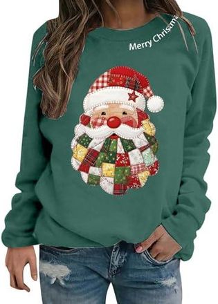 Generic HUIFUAO - Chandail de Noël amusant pour femme - Haut de sapin de Noël amusant - Grande taille - Pull à manches longues - Joli costume de vacances - Ca