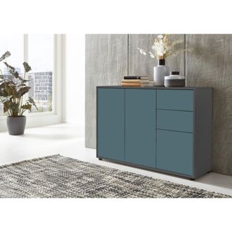 BMG M&ouml;bel BMG M&ouml;bel Kommode &raquo;Mailand 10 in Anthrazit mit Petrol Fronten, Schubladenkommode Anrichte Sideboard