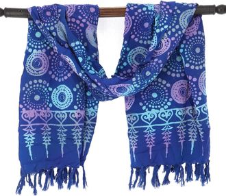 Guru Shop Bali Batik Sarong, Wandbehang, Wickelrock, Sarongkleid, Strand Tuch - Blau/1, Herren/Damen, Synthetisch, 160x100 cm