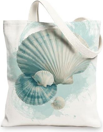 Generic Sacs fourre-tout en toile de coquillage, sacs à provisions réutilisables, sacs à provisions réutilisables, légers et lavables, blanc, 13x15 Inch